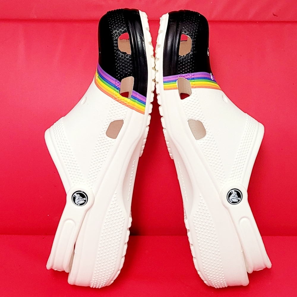 Crocs Rainbow Pride Black Toe Unisex Classic Clogs Si… - Gem